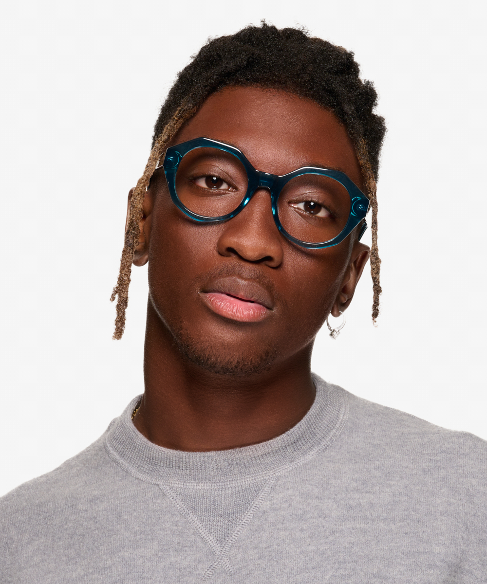 Gerania Geometric Crsytal Blue Full Rim Eyeglasses | Eyebuydirect Canada