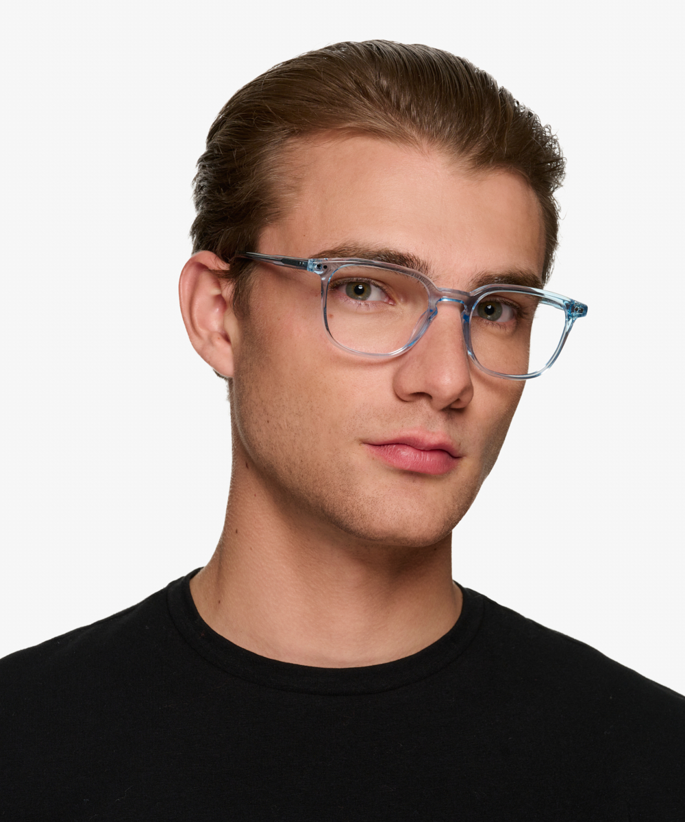 Wesley Square Clear Blue Full Rim Eyeglasses | Eyebuydirect Canada