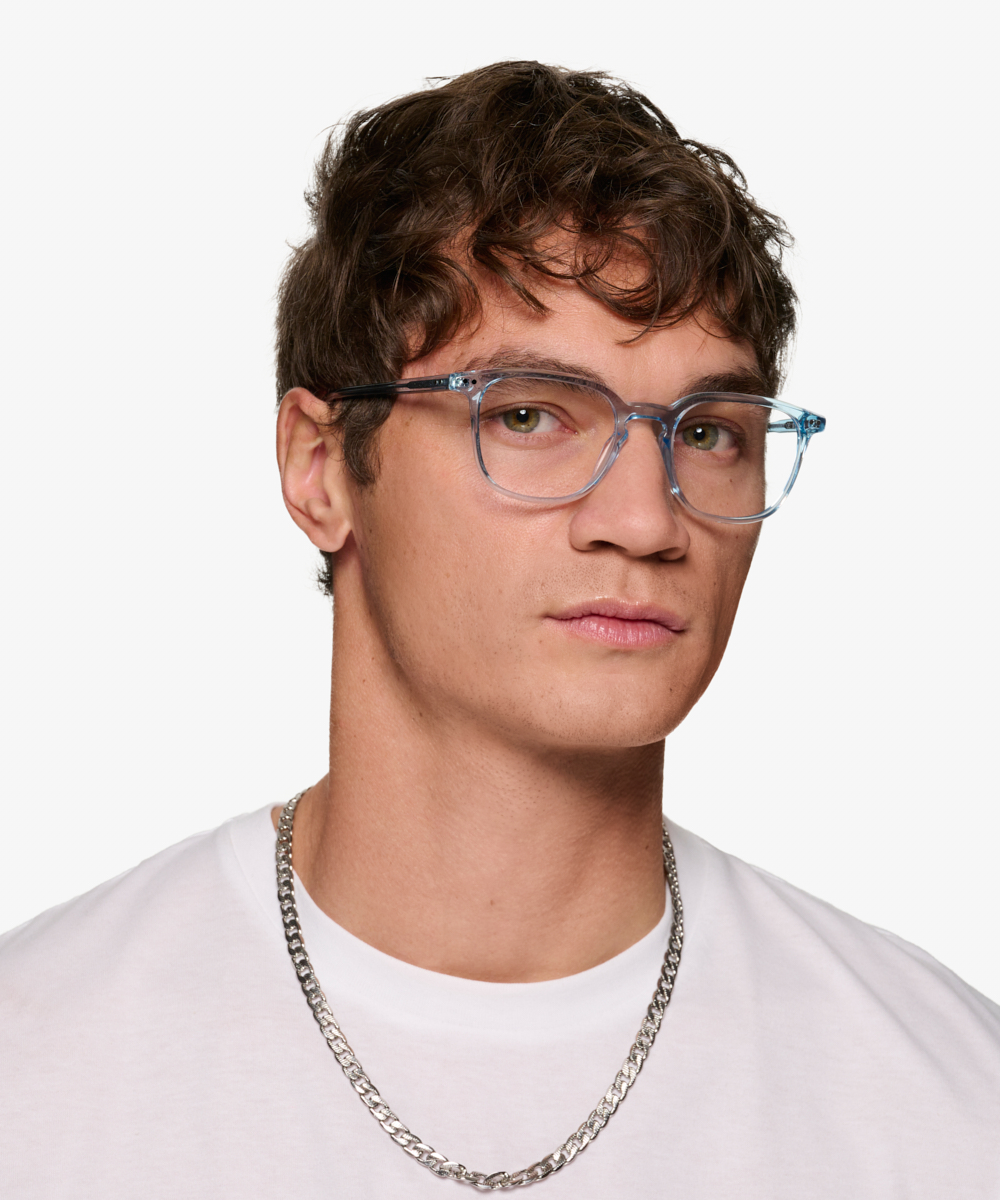 Wesley Square Clear Blue Full Rim Eyeglasses | Eyebuydirect