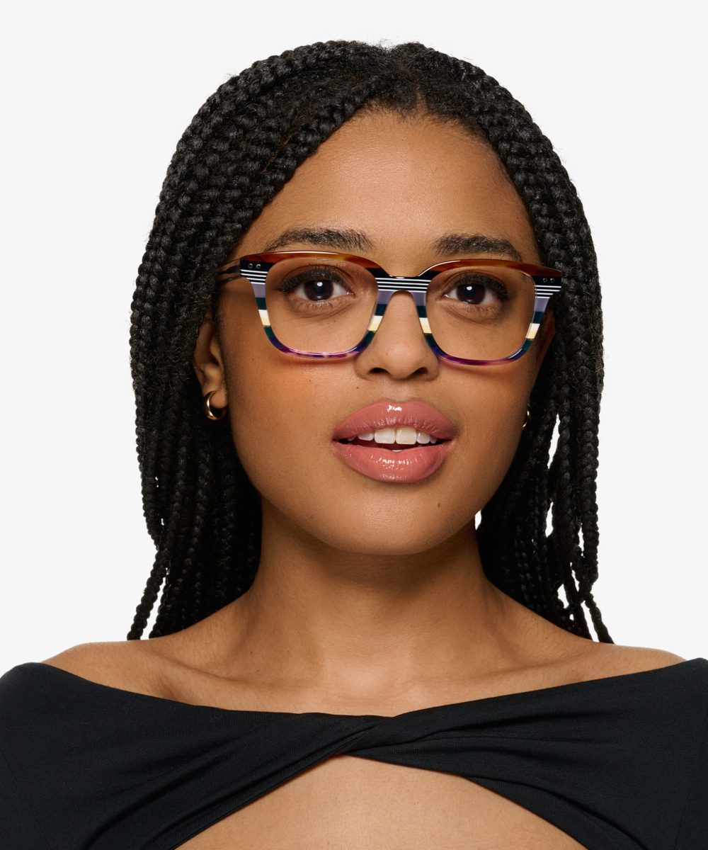 Spotlight Square Green Brown Rainbow Full Rim Eyeglasses | Eyebuydirect