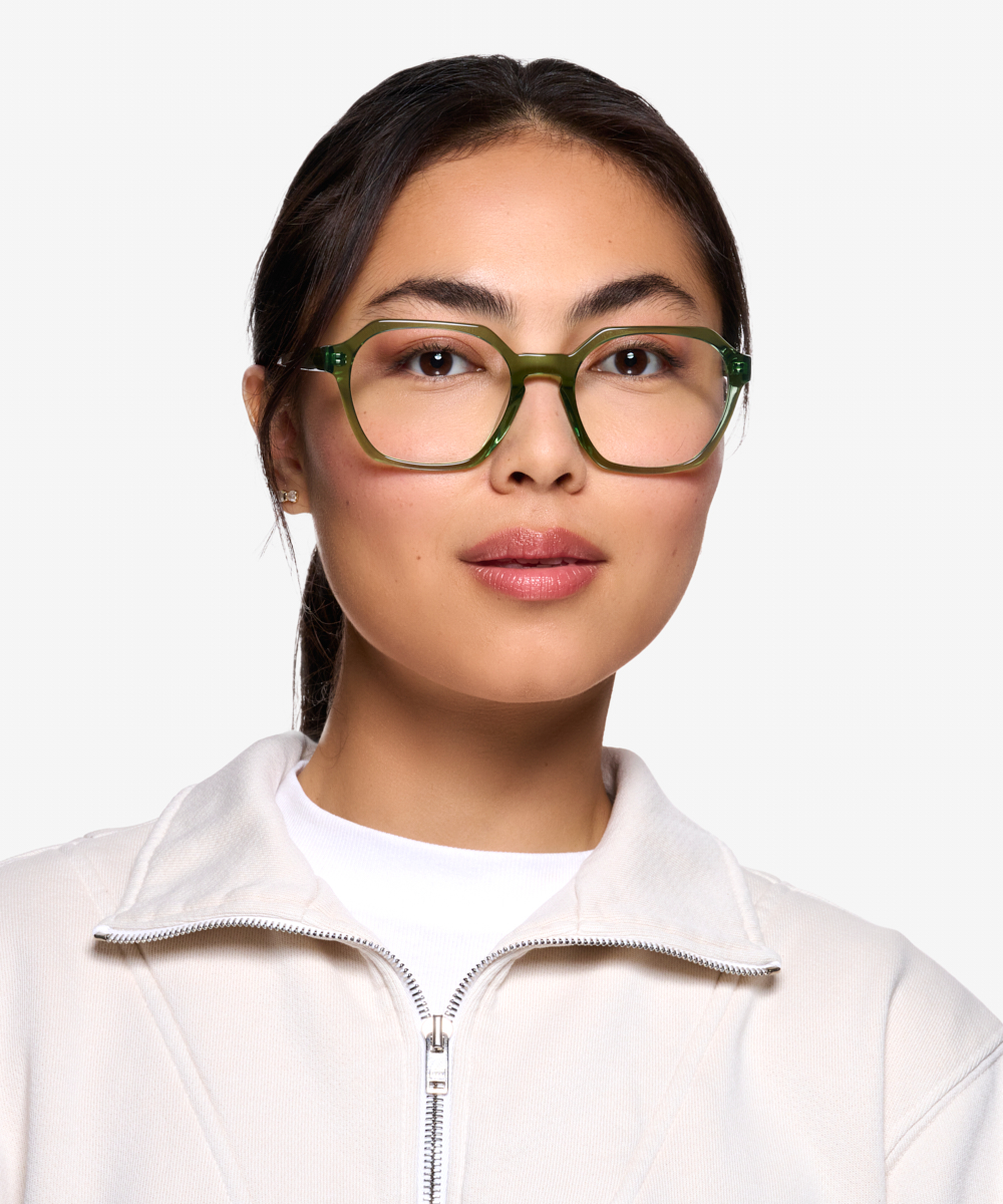 Flare Square Crystal Green Full Rim Eyeglasses | Eyebuydirect