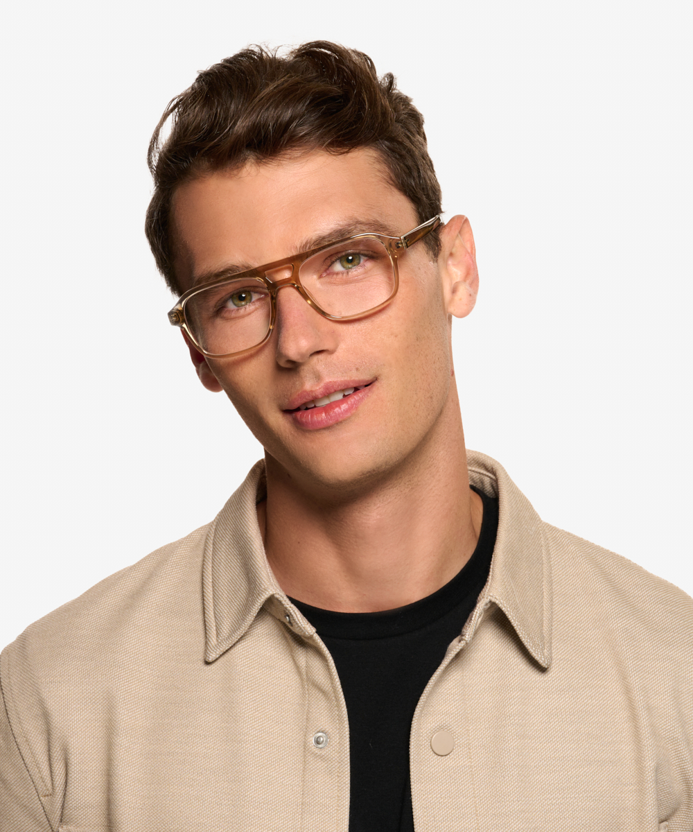 Conifer Aviator Crystal Light Brown Glasses for Men | Eyebuydirect