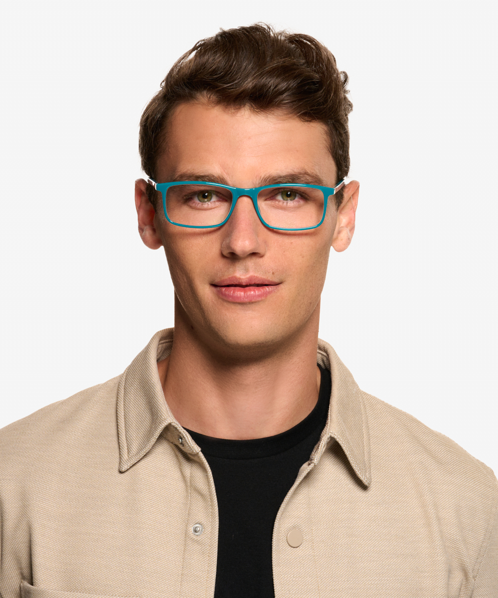 Sapling Rectangle Shiny Solid Green Glasses for Men | Eyebuydirect