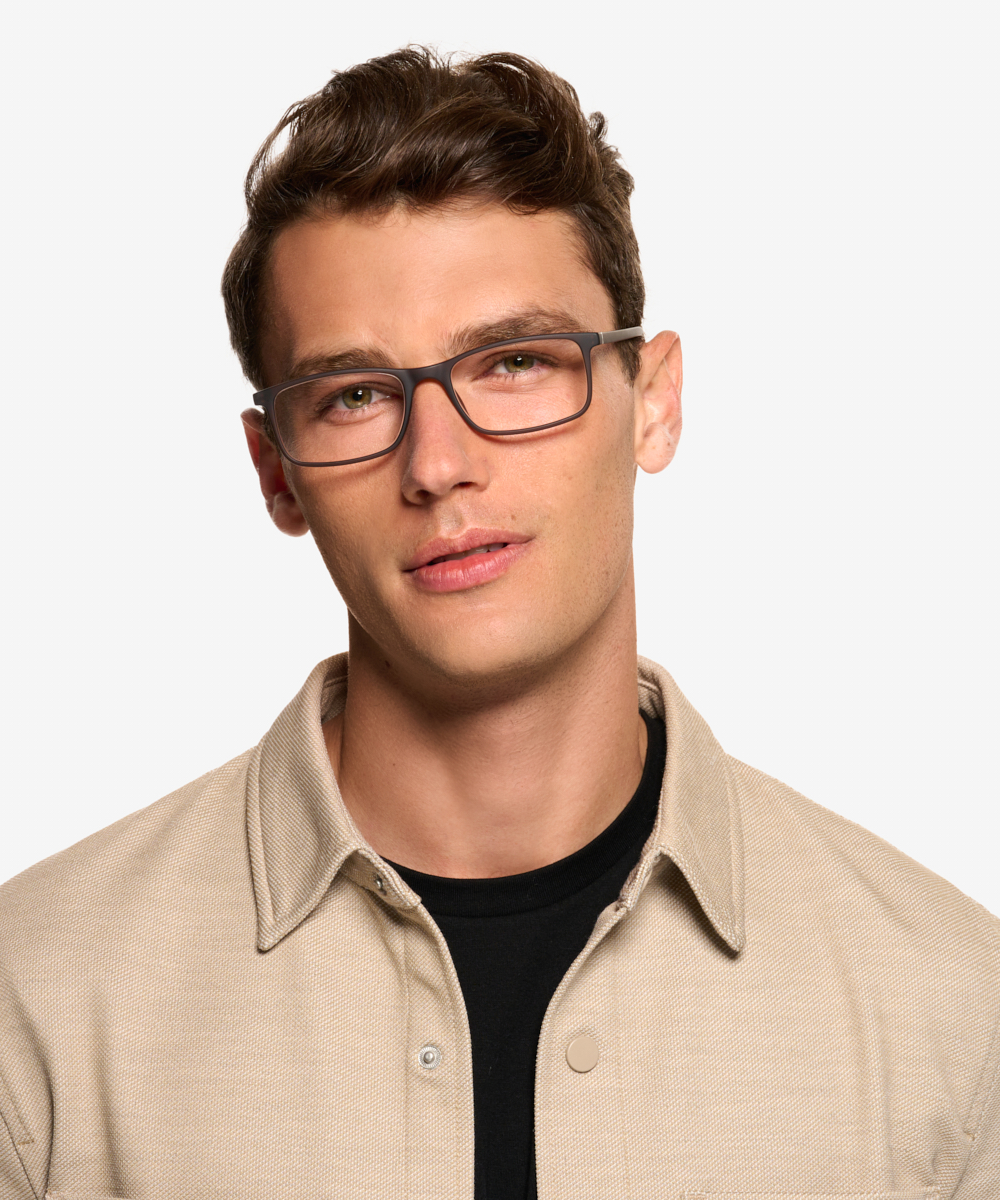 Sapling Rectangle Matte Brown Glasses for Men | Eyebuydirect