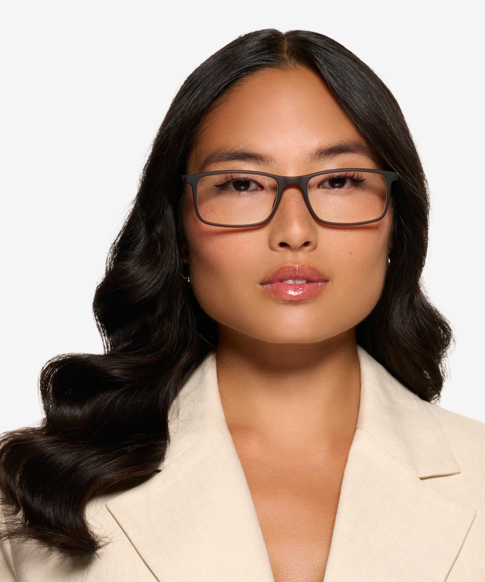 Sapling Rectangle Matte Brown Glasses for Men | Eyebuydirect