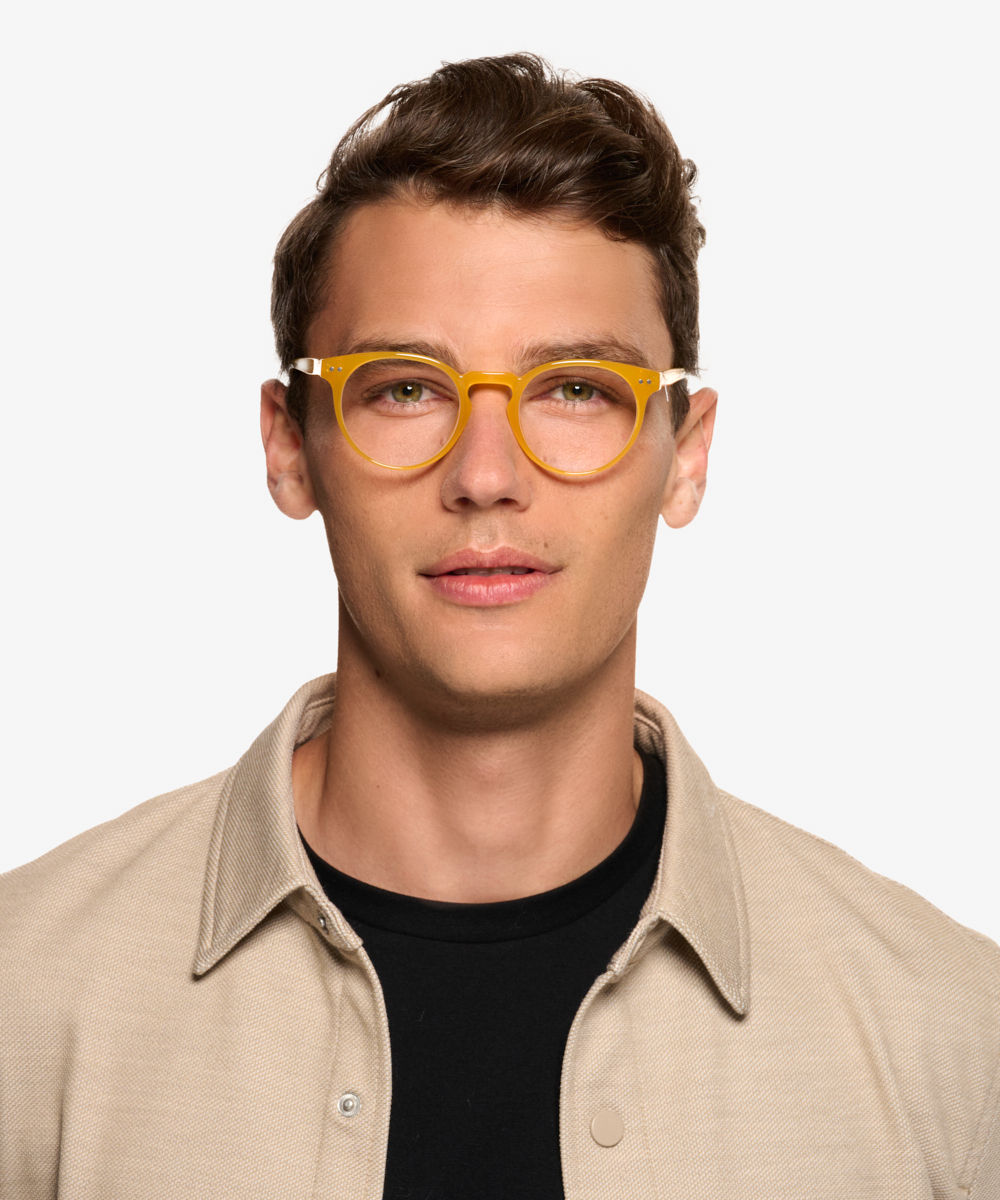 Oak Round Crystal Yellow Full Rim Eyeglasses | Eyebuydirect