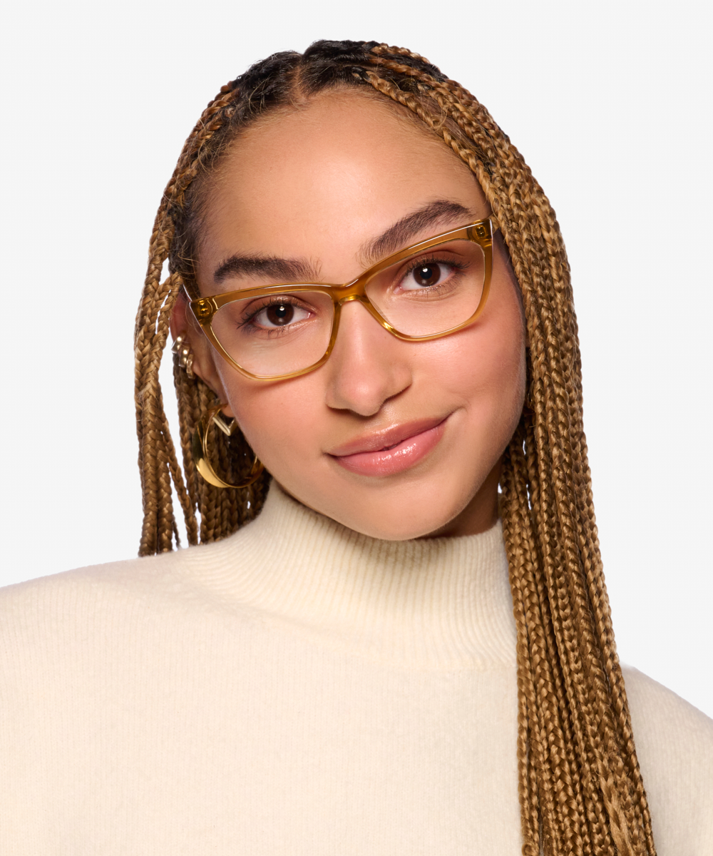 Rue Cat Eye Crystal Yellow Glasses for Women | Eyebuydirect