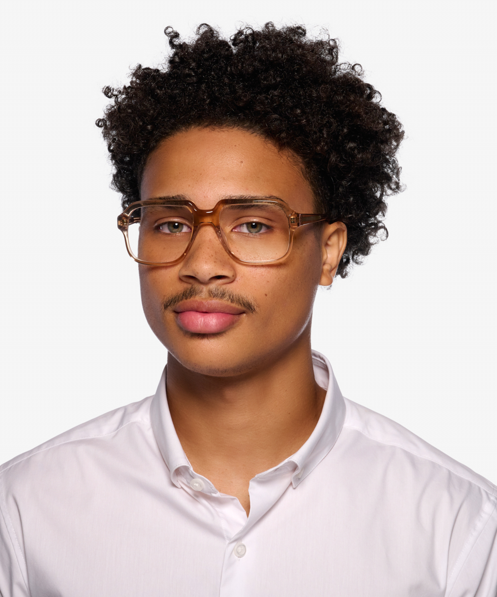Bramble Square Crystal Brown Glasses for Men | Eyebuydirect