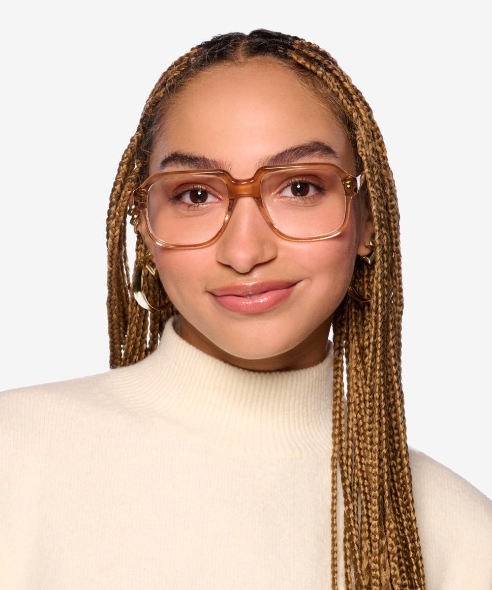 Bramble Square Crystal Brown Glasses for Men | Eyebuydirect