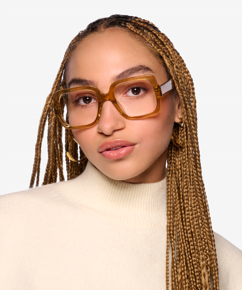Koru Square Crystal Brown Full Rim Eyeglasses | Eyebuydirect