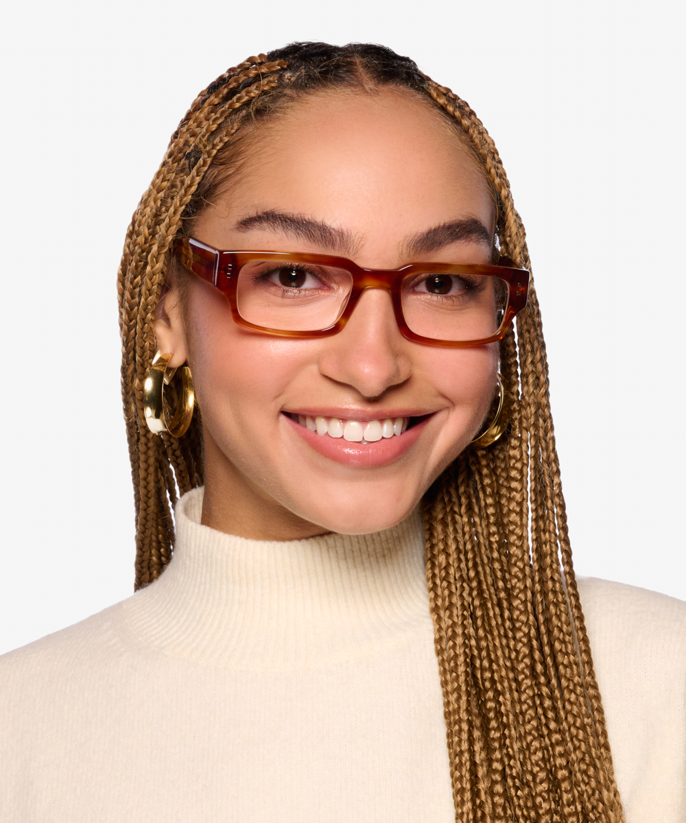 Bryn Rectangle Striped Brown Full Rim Eyeglasses | Eyebuydirect