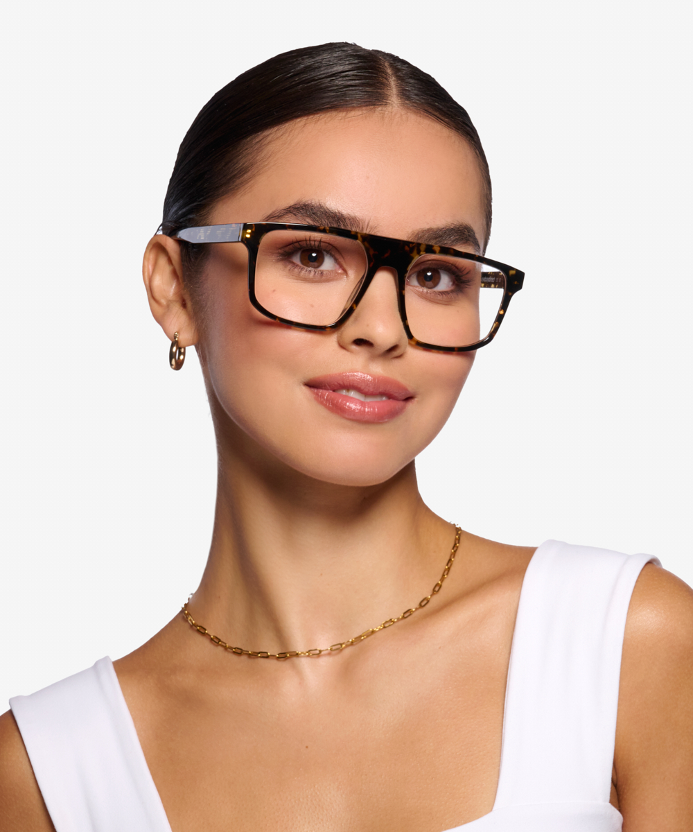 Tempus Square Spotty Tortoise Full Rim Eyeglasses | Eyebuydirect