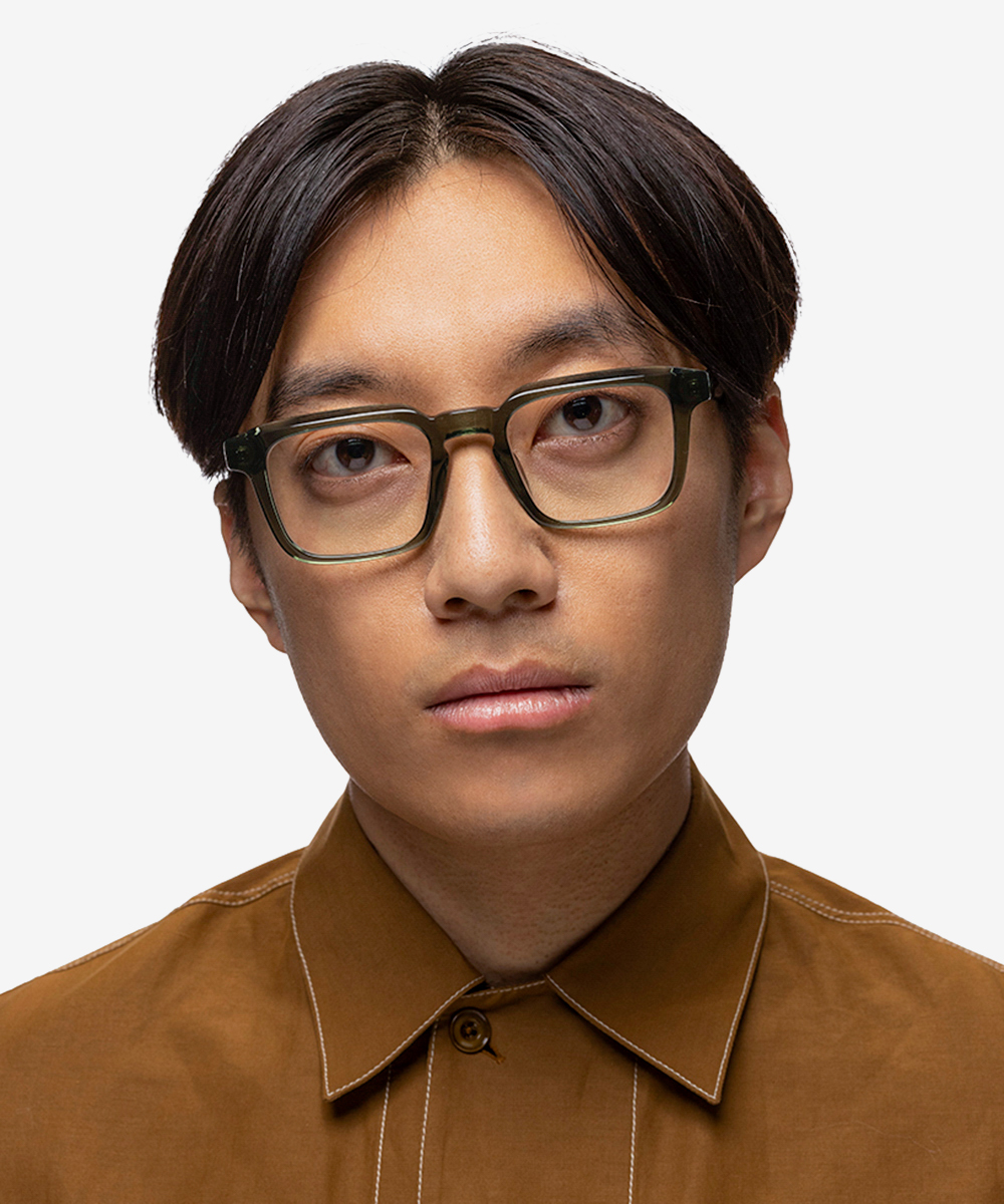 Beck Square Crystal Green Full Rim Eyeglasses | Eyebuydirect
