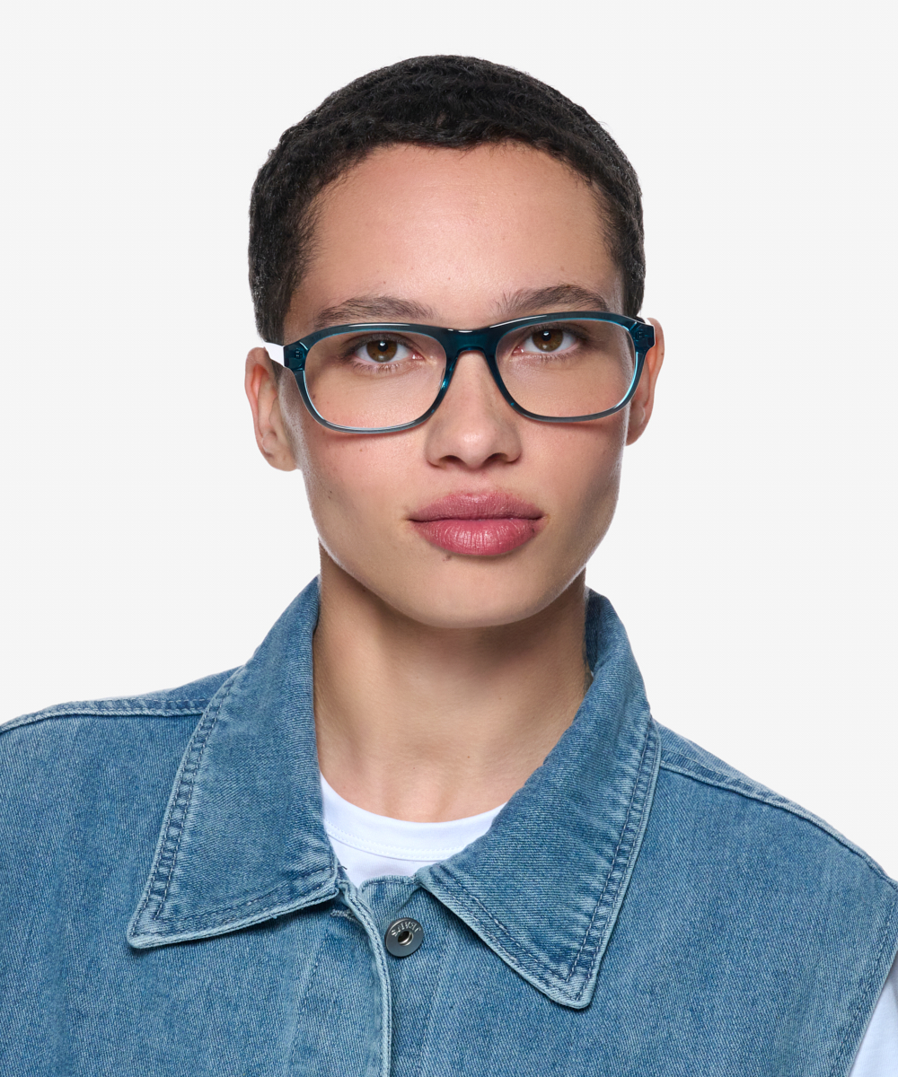 Nicolas Rectangle Clear Blue Green Full Rim Eyeglasses Eyebuydirect Canada