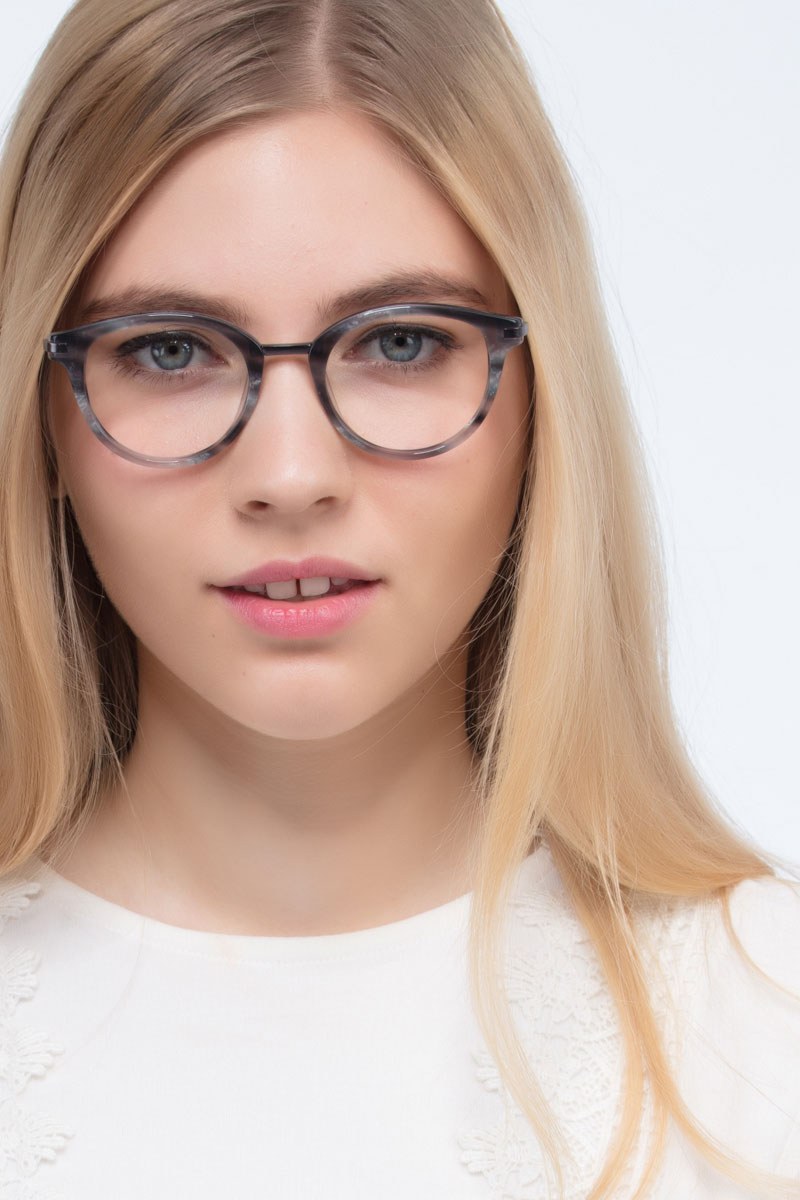 Ginger Round Gray Striped Glasses for Women | Eyebuydirect