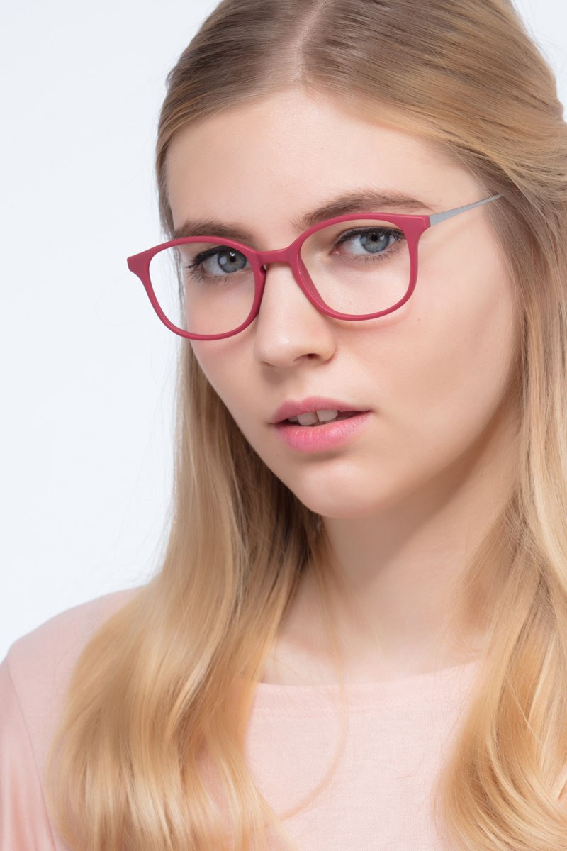 Villa Rectangle Raspberry Full Rim Eyeglasses | Eyebuydirect Canada