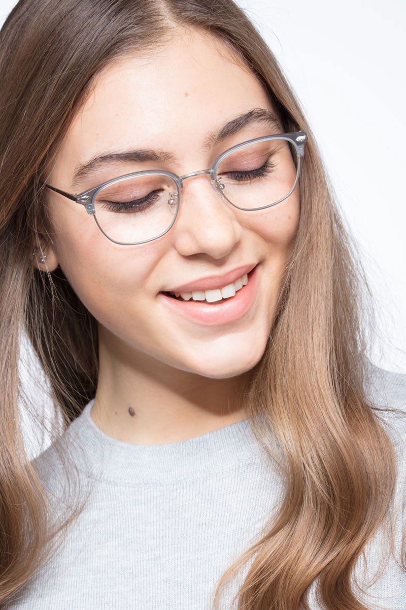 Links Browline Matte Gray Full Rim Eyeglasses | Eyebuydirect