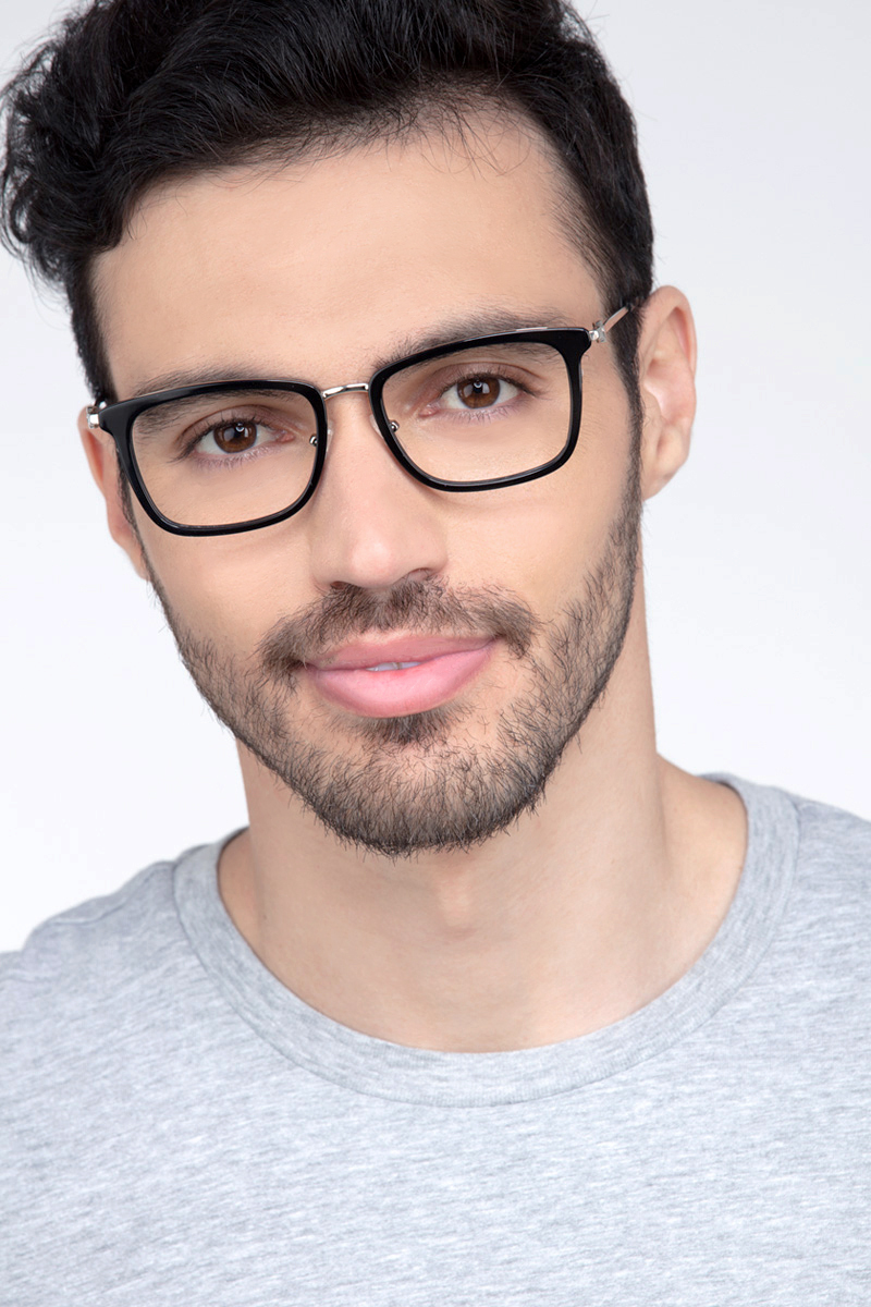 Wayback Rectangle Black Glasses for Men | Eyebuydirect