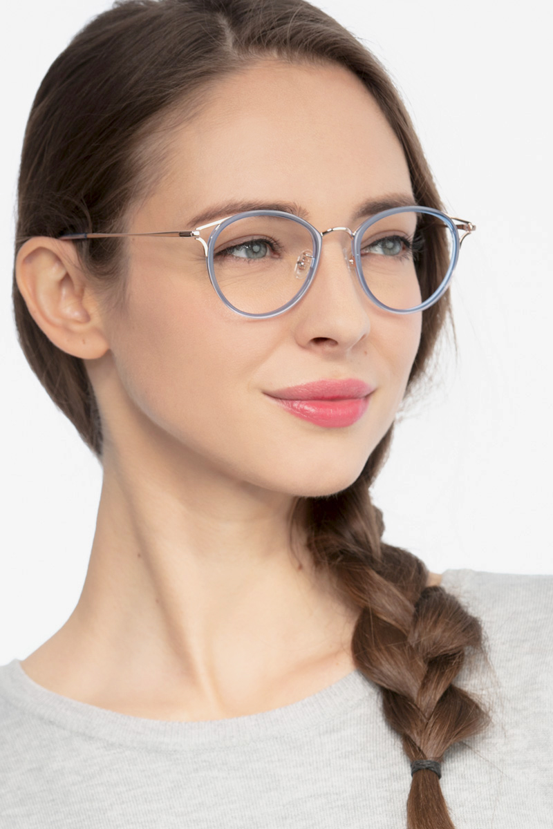 Dazzle Round Blue Glasses for Women | Eyebuydirect