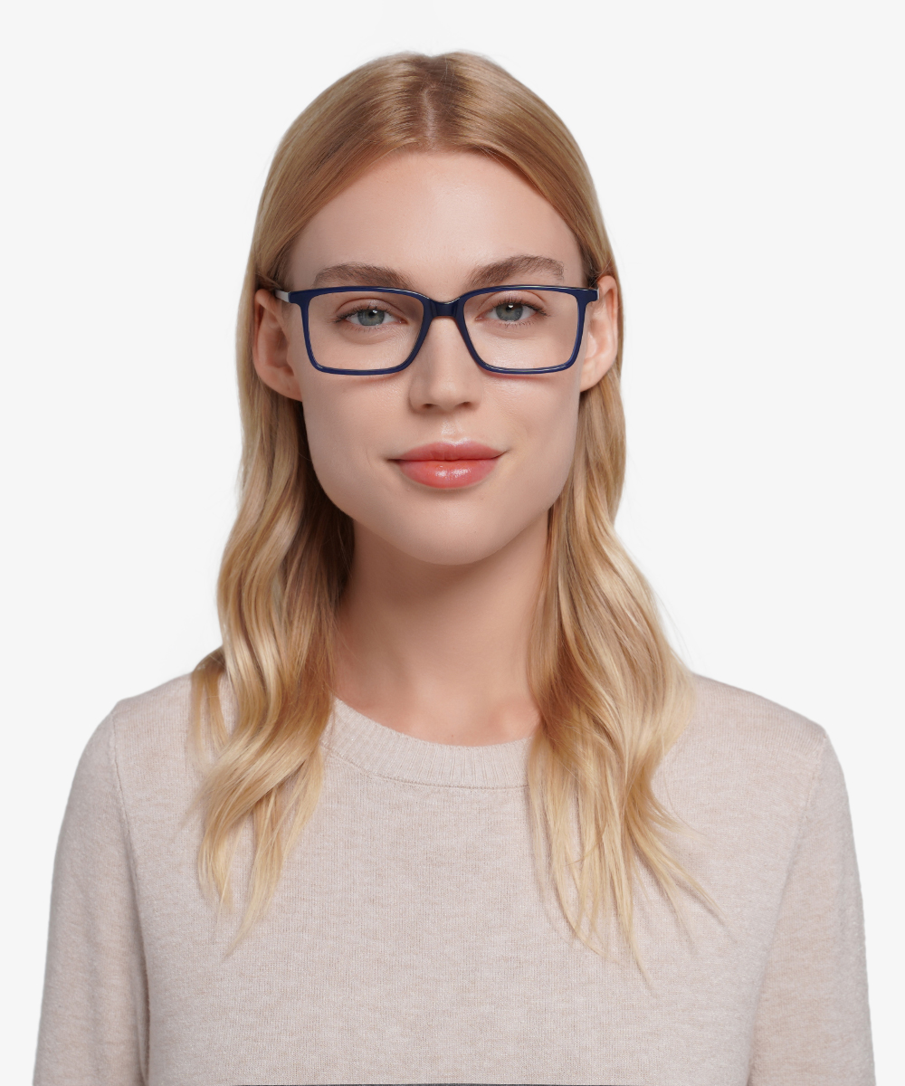Haptic Rectangle Blue Full Rim Eyeglasses | Eyebuydirect