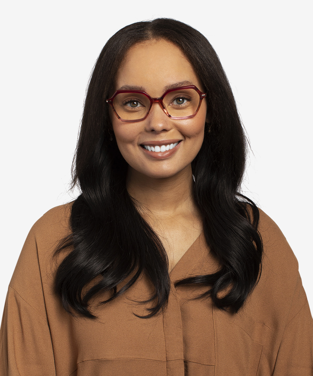 Carmel Geometric Raspberry Striped Glasses for Women | Eyebuydirect Canada