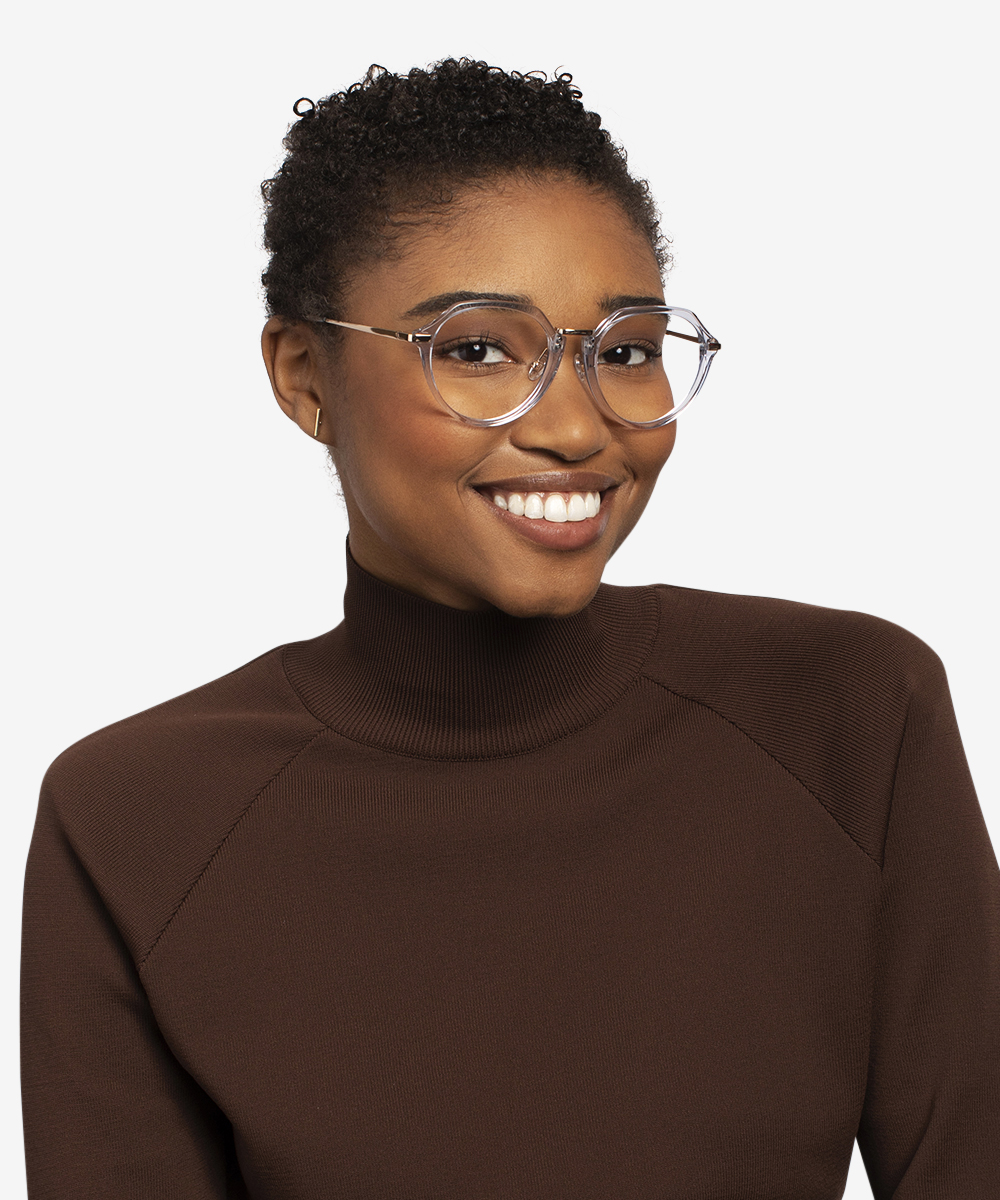 Tamara Geometric Clear Blue Glasses For Women Eyebuydirect Canada