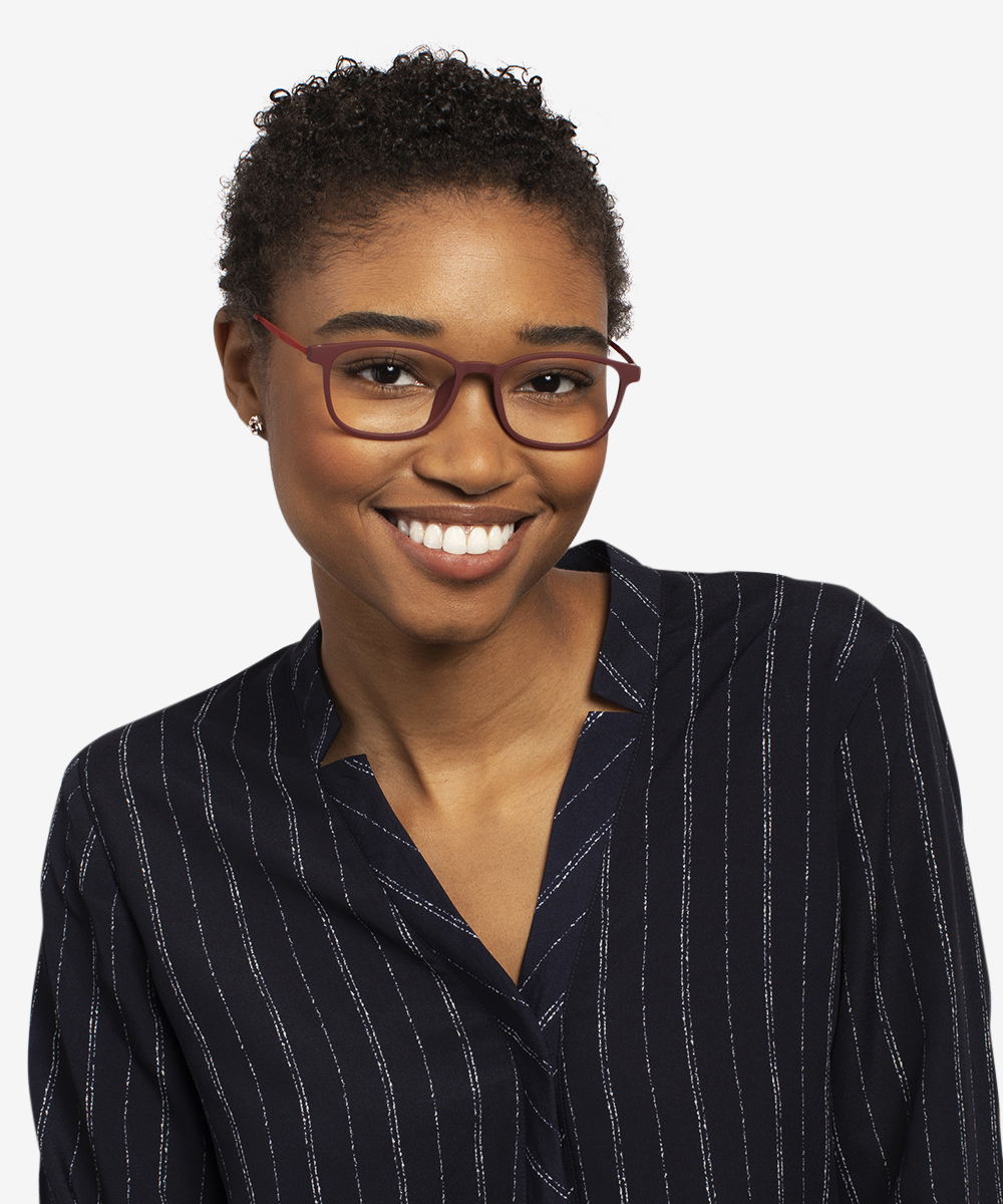 Idea Rectangle Matte Red Glasses for Women | Eyebuydirect