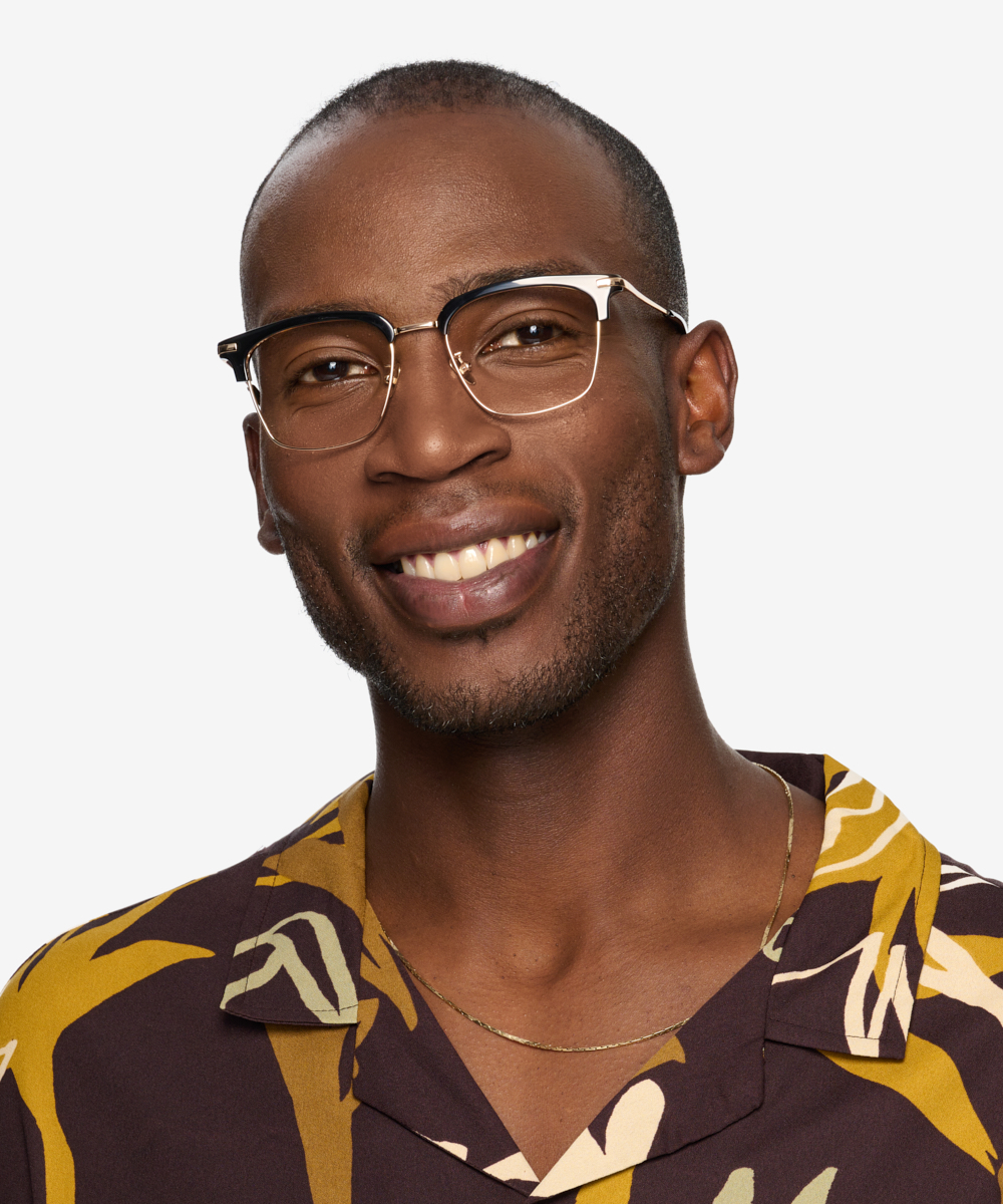 Actor Browline Black Gold Full Rim Eyeglasses | Eyebuydirect