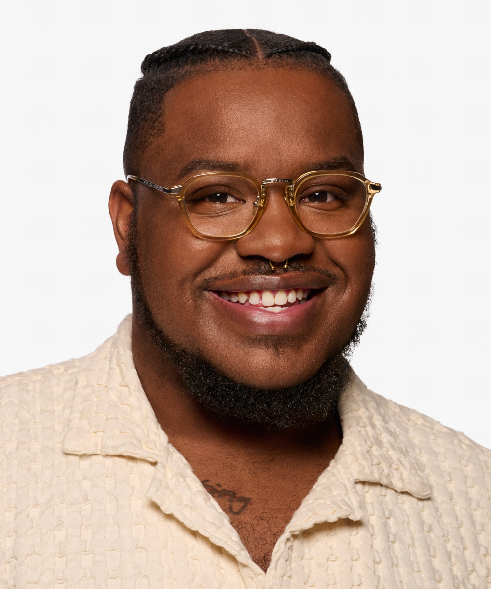 Baxter Rectangle Clear Yellow Light Gold Full Rim Eyeglasses | Eyebuydirect