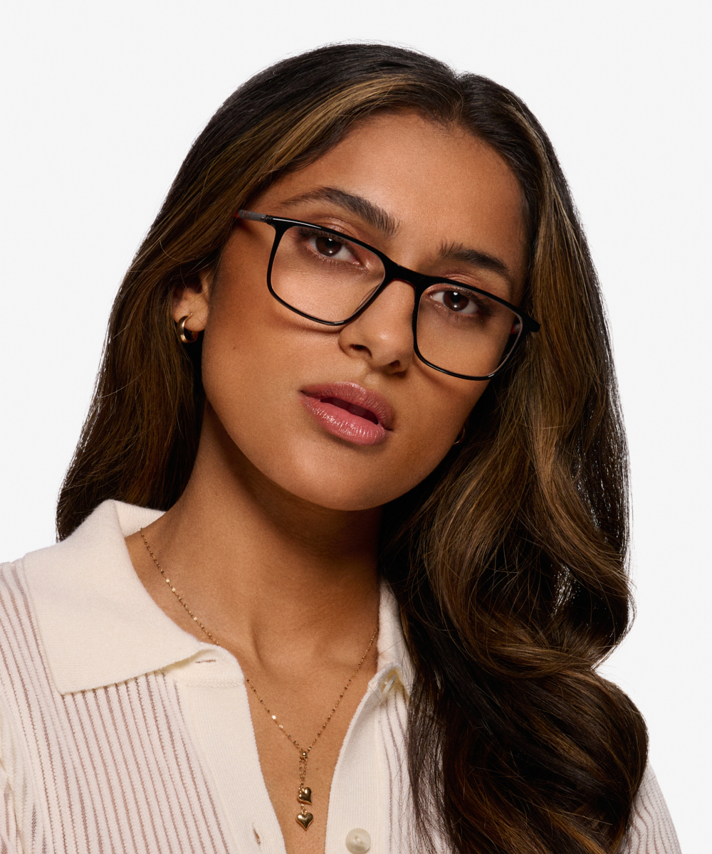 Trade Rectangle Black Gunmetal Orange Full Rim Eyeglasses | Eyebuydirect