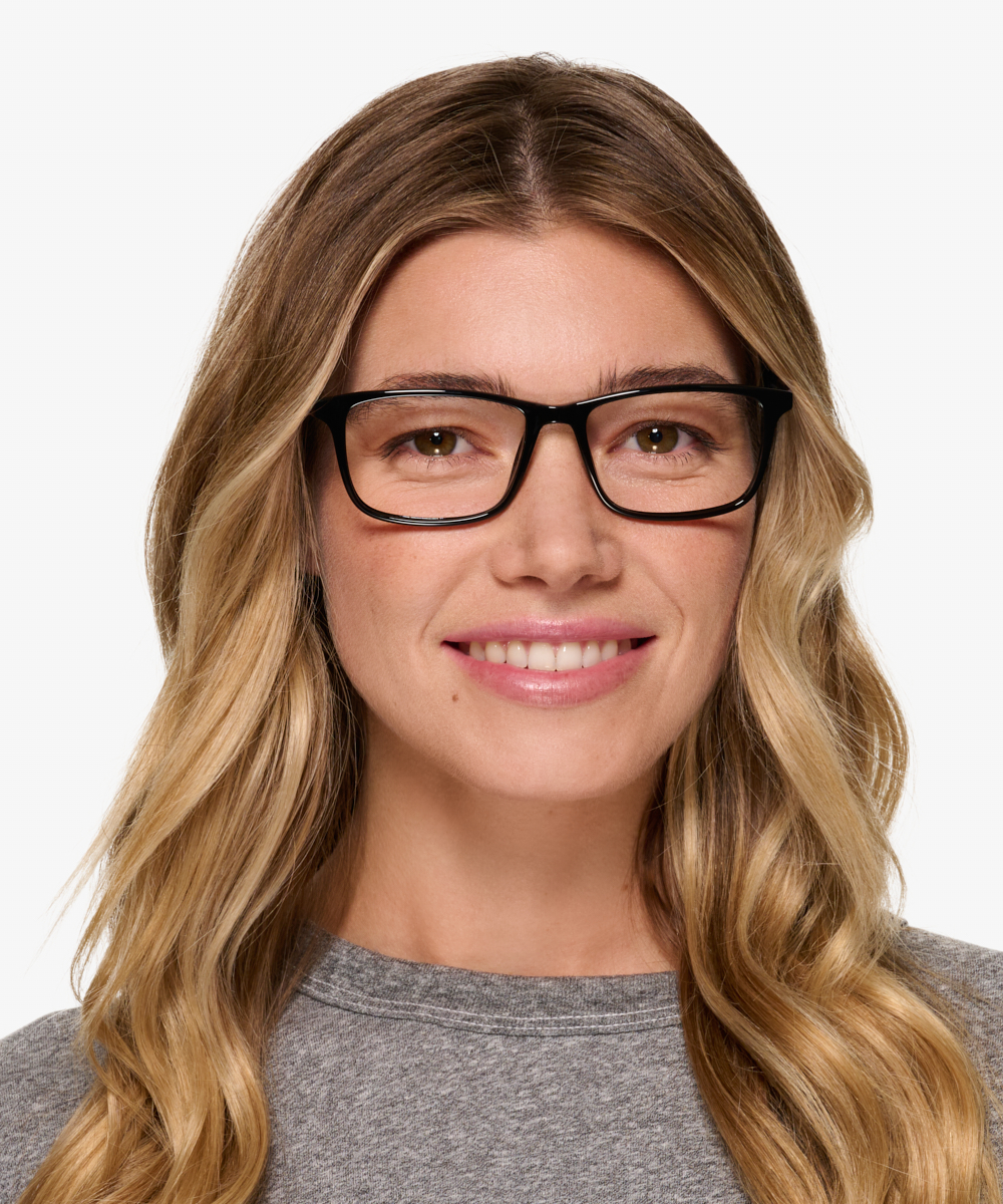 Agility Rectangle Solid Black Full Rim Eyeglasses | Eyebuydirect