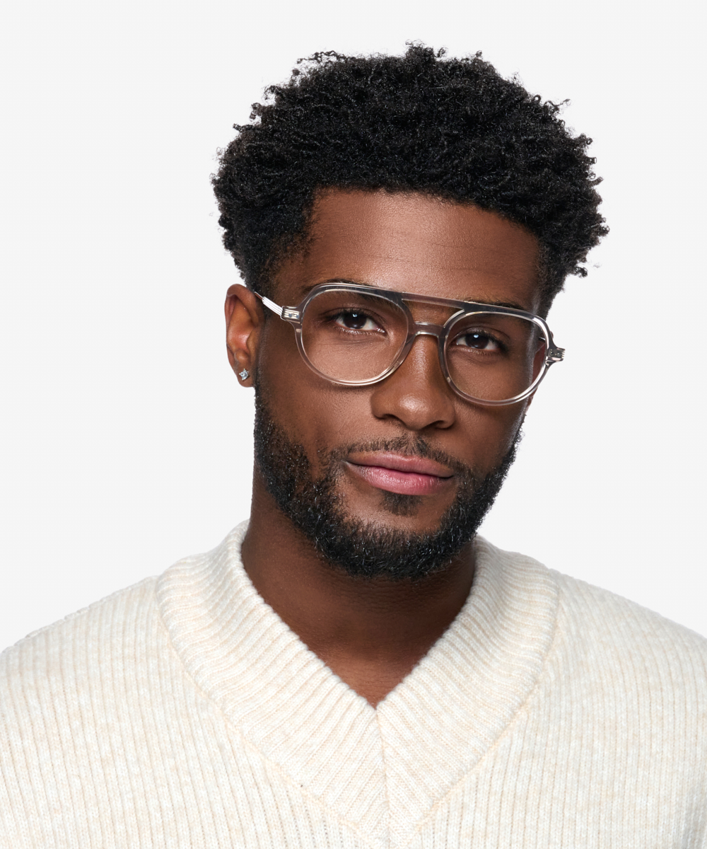 Jett Aviator Clear Gray Full Rim Eyeglasses | Eyebuydirect