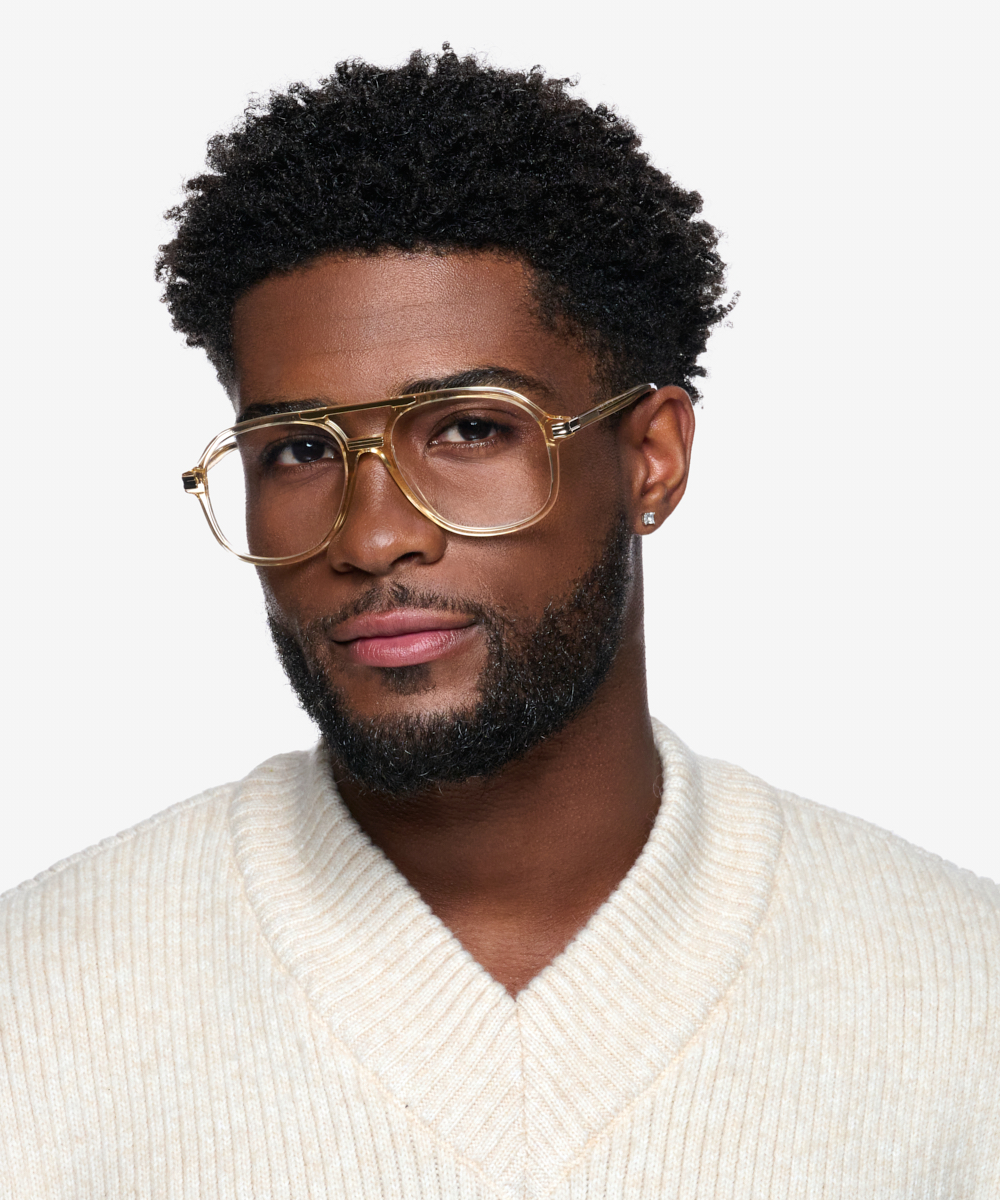 Lowen Aviator Clear Yellow Full Rim Eyeglasses | Eyebuydirect