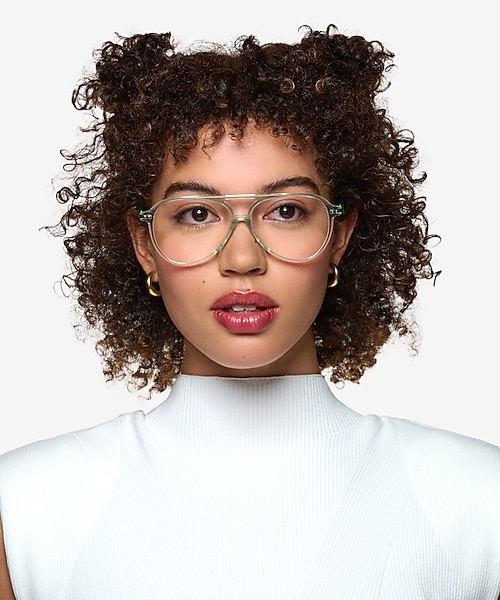 Uni Aviator Clear Green Full Rim Eyeglasses Eyebuydirect Canada
