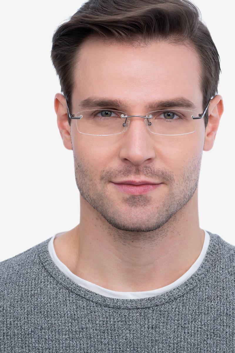 Connie Rectangle Gunmetal Rimless Eyeglasses | Eyebuydirect Canada