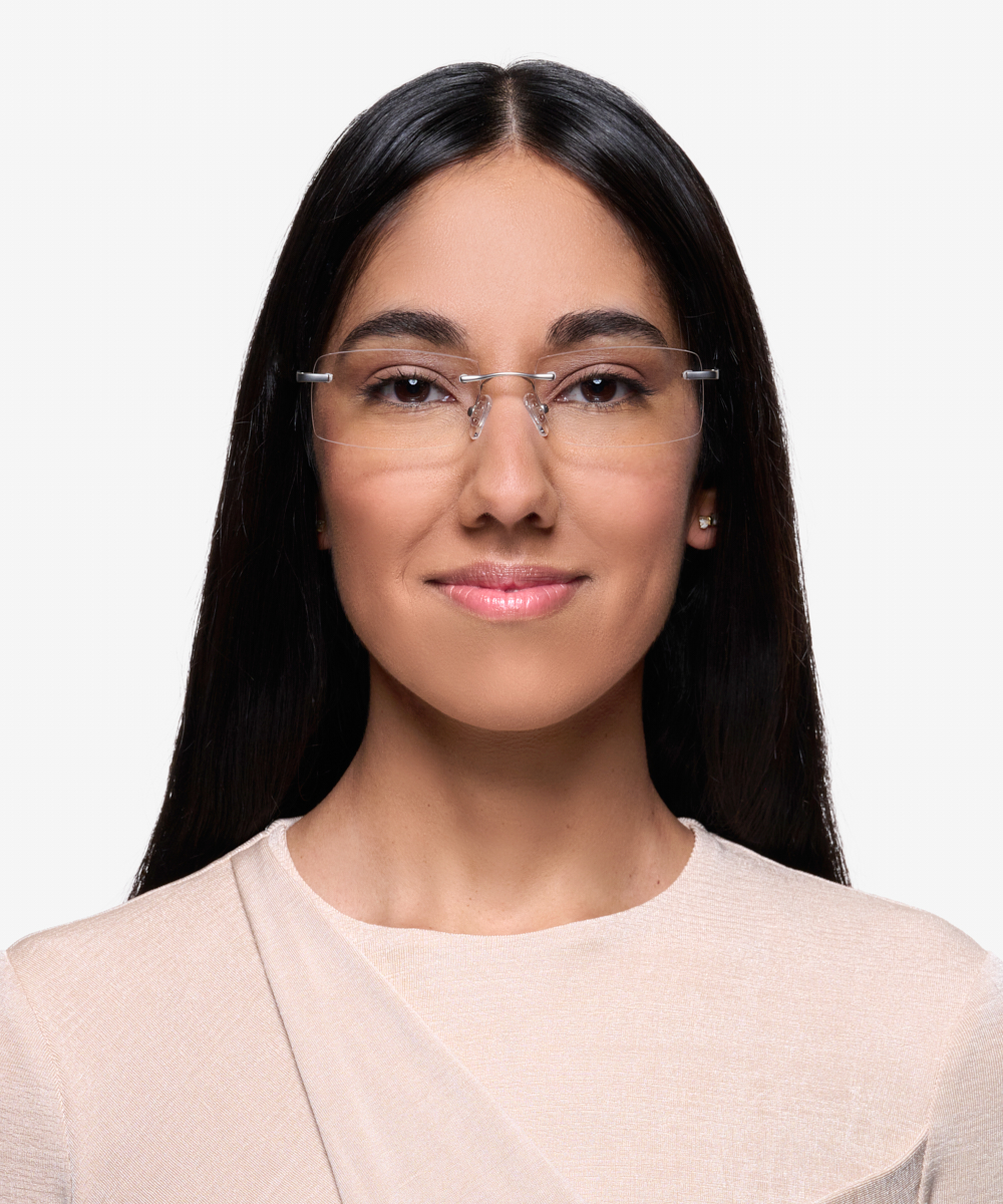 Collector Rectangle Silver Rimless Eyeglasses | Eyebuydirect