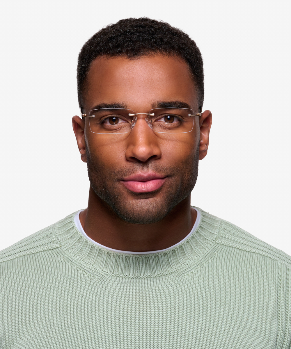 Percy Rectangle Light Golden Rimless Eyeglasses | Eyebuydirect Canada