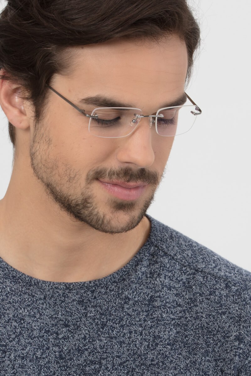 Lupin Rectangle Silver Rimless Eyeglasses | Eyebuydirect
