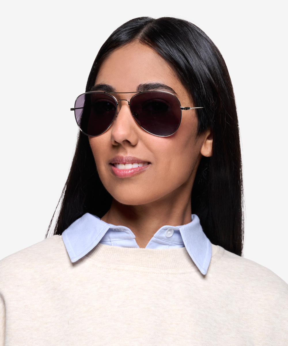 Good Vibrations - Aviator Silver Frame Prescription Sunglasses ...