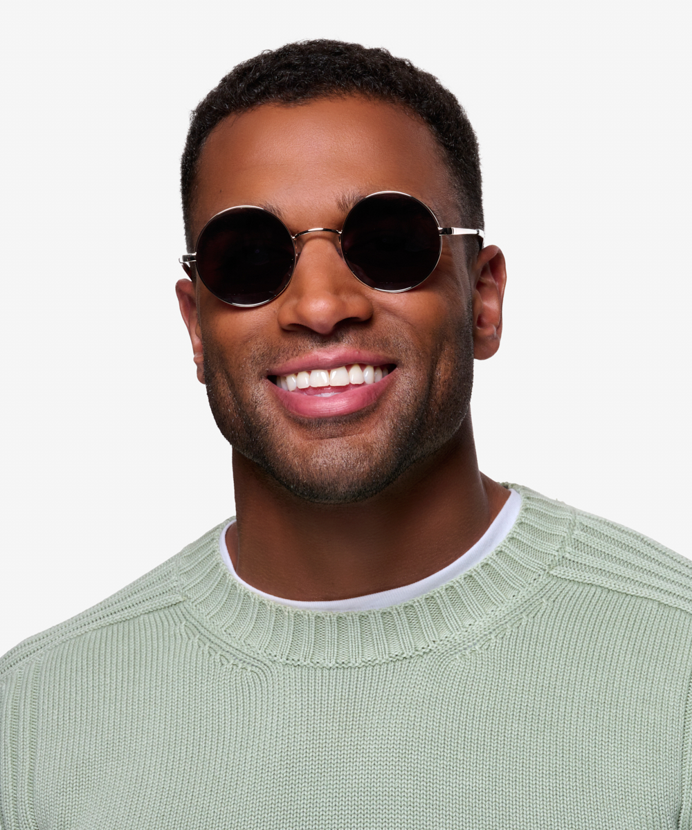 Guru Round Light Golden Frame Prescription Sunglasses Eyebuydirect