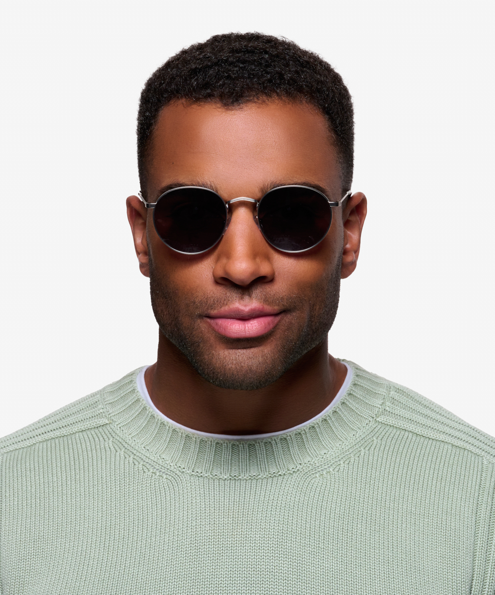 Disclosure Round Silver Frame Prescription Sunglasses Eyebuydirect