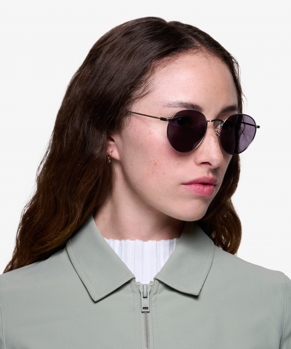 Disclosure Round Silver Frame Prescription Sunglasses Eyebuydirect