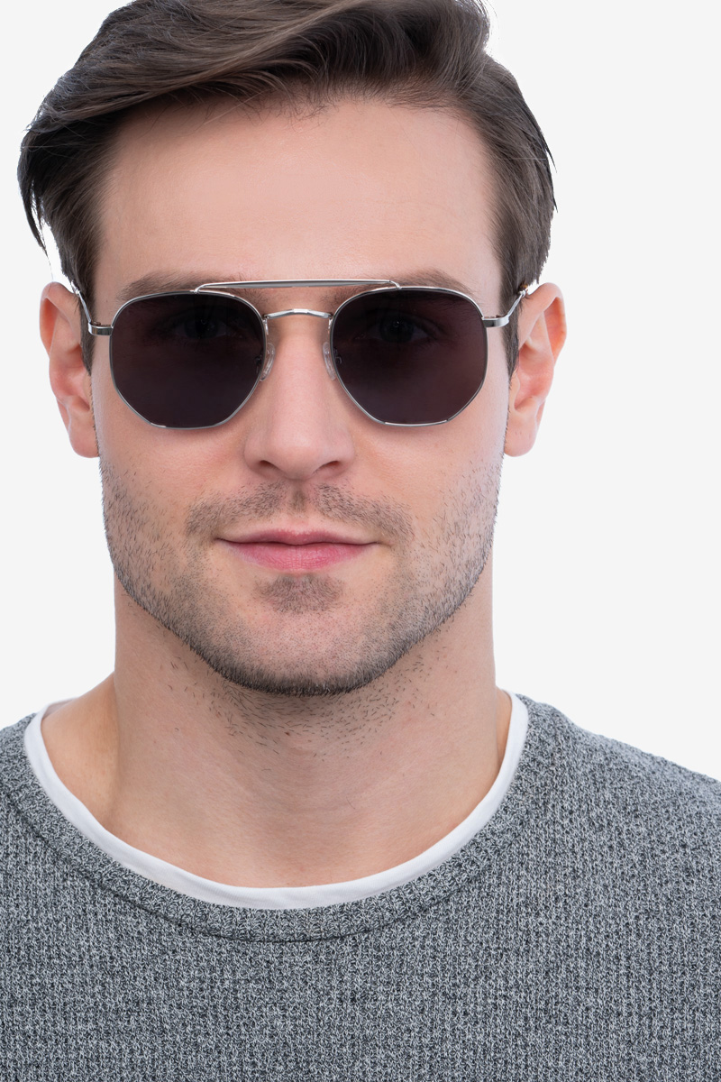 Venture - Modern Silver Aviator Sunglasses | Eyebuydirect