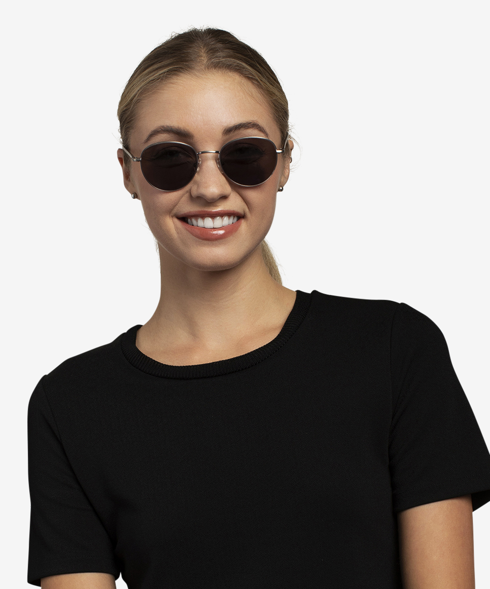 Span - Round Gunmetal Frame Prescription Sunglasses | Eyebuydirect