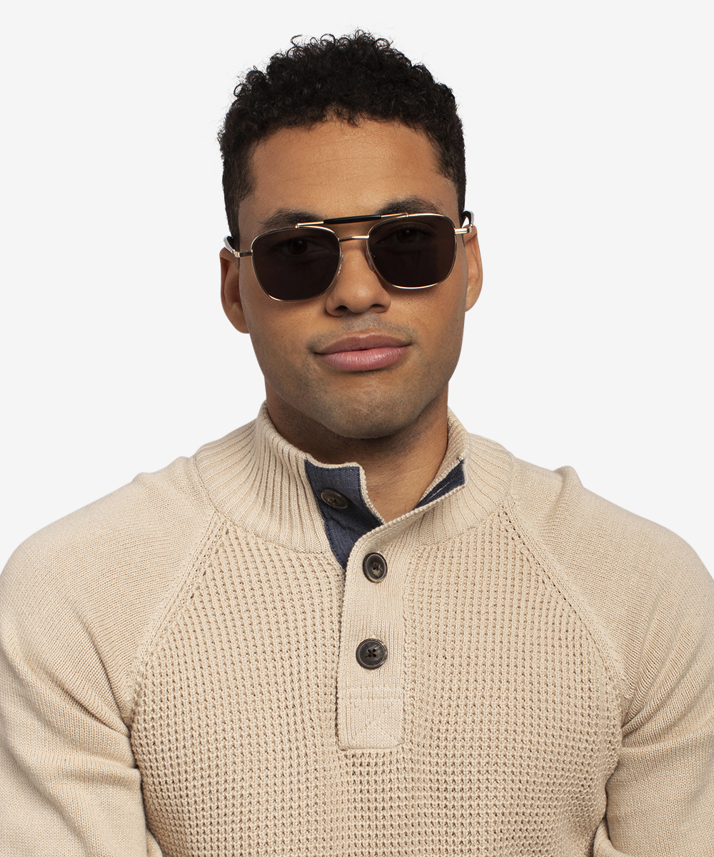 Jackson - Aviator Gold Black Frame Sunglasses For Men | Eyebuydirect