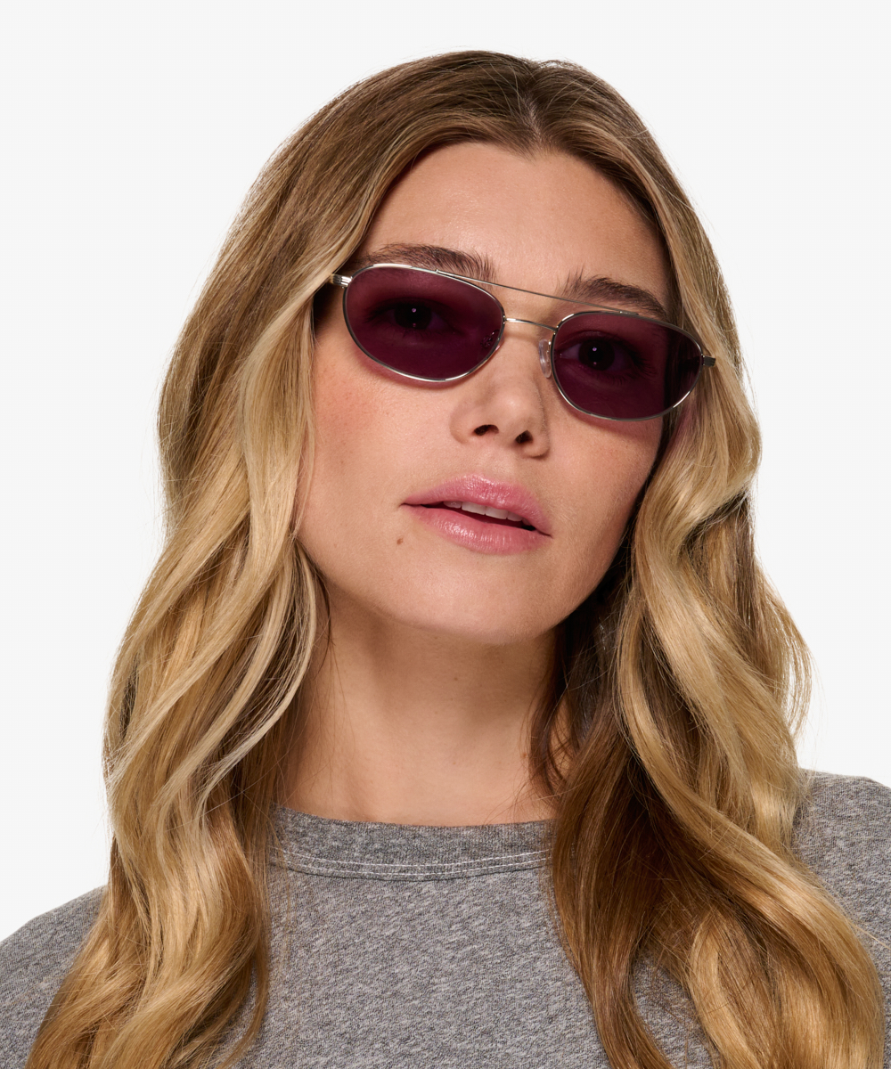 Range Aviator Shiny Silver Frame Prescription Sunglasses Eyebuydirect