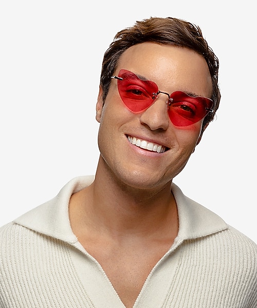 Priya Heart Shiny Red Frame Sunglasses For Women Eyebuydirect Canada