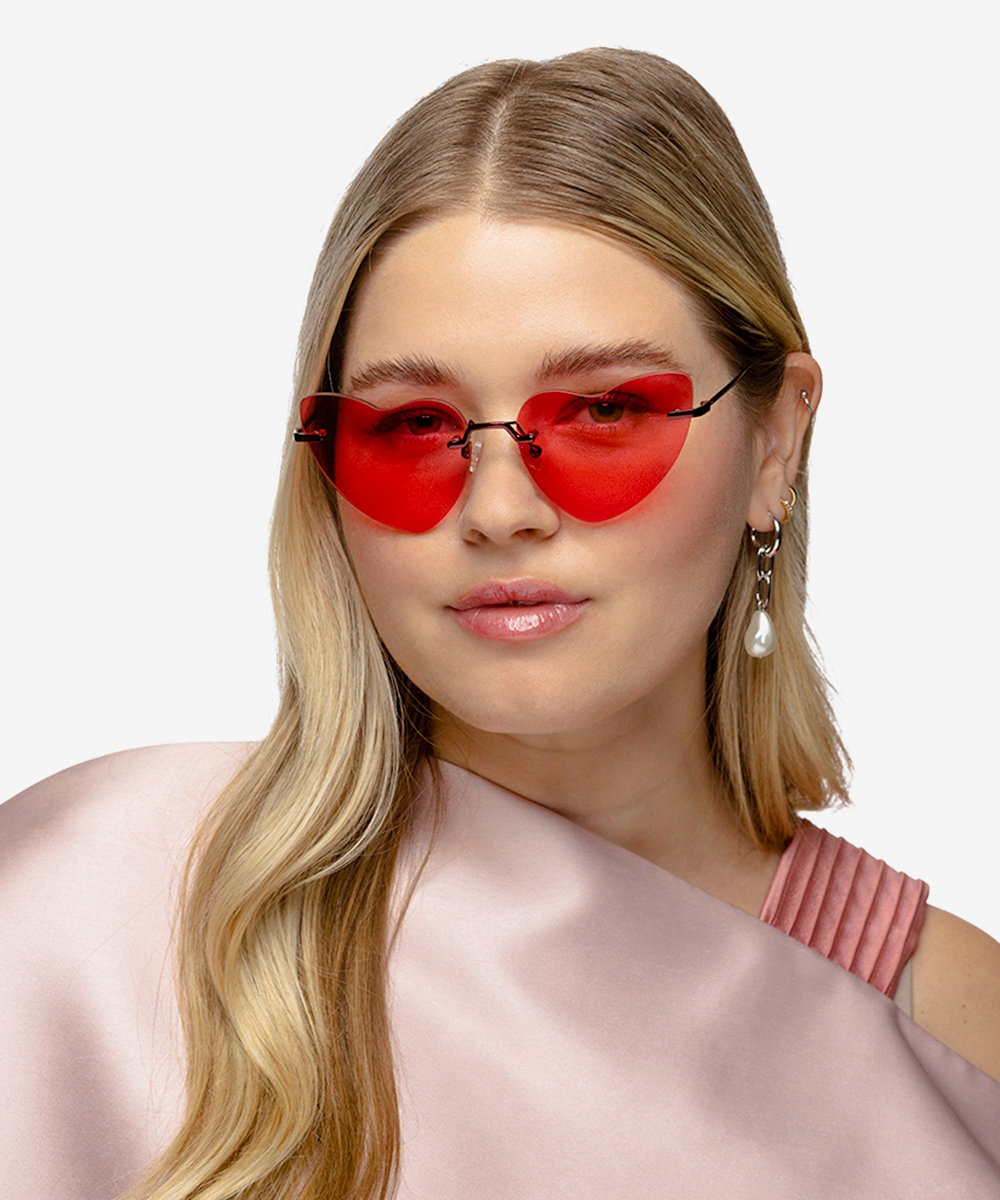 Priya - Heart Shiny Red Frame Sunglasses For Women | Eyebuydirect