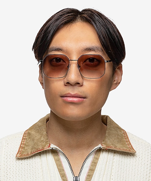 Expand Square Shiny Black Frame Prescription Sunglasses