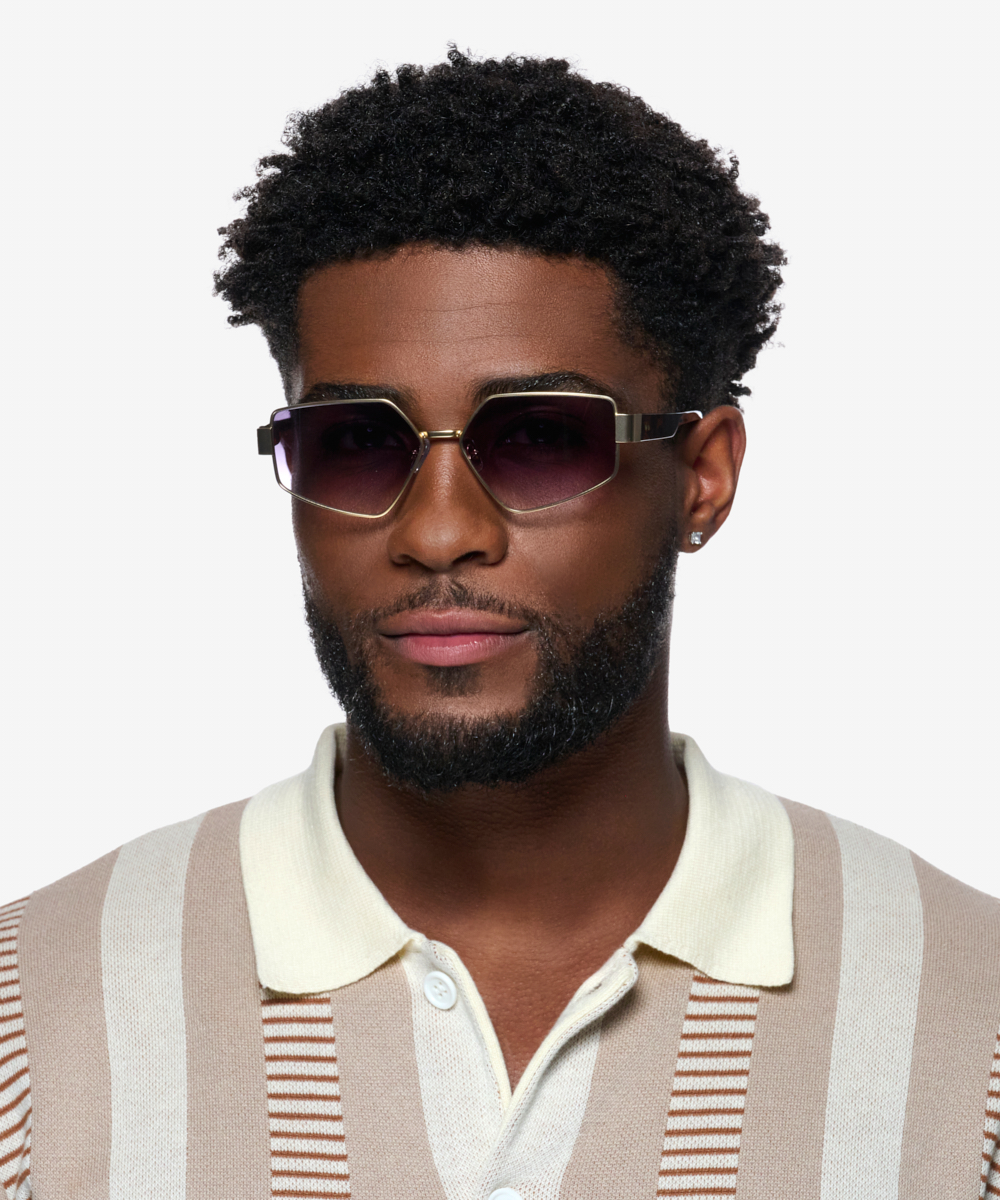 Klay - Geometric Gold Frame Sunglasses For Men | Eyebuydirect